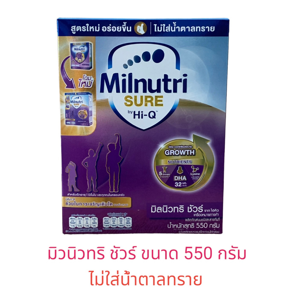 นม MILNUTRI SURE มิลนิวทริ ชัวร์ รสจืด 550 กรัม สูตรใหม่ อร่อยขึ้น ไม่ ...