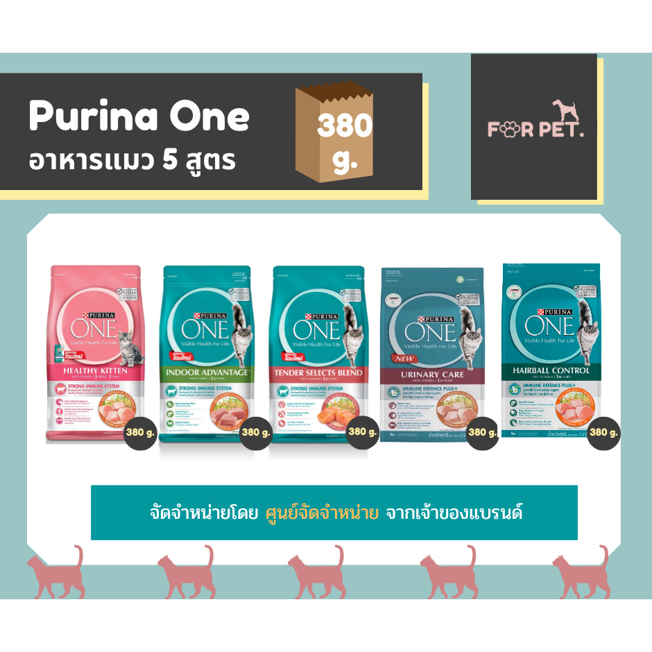 PURINA ONE เพียวริน่าวัน อาหารแมวแบบเม็ด 5 สูตร ขนาด 200-380 ก. | Shopee Thailand