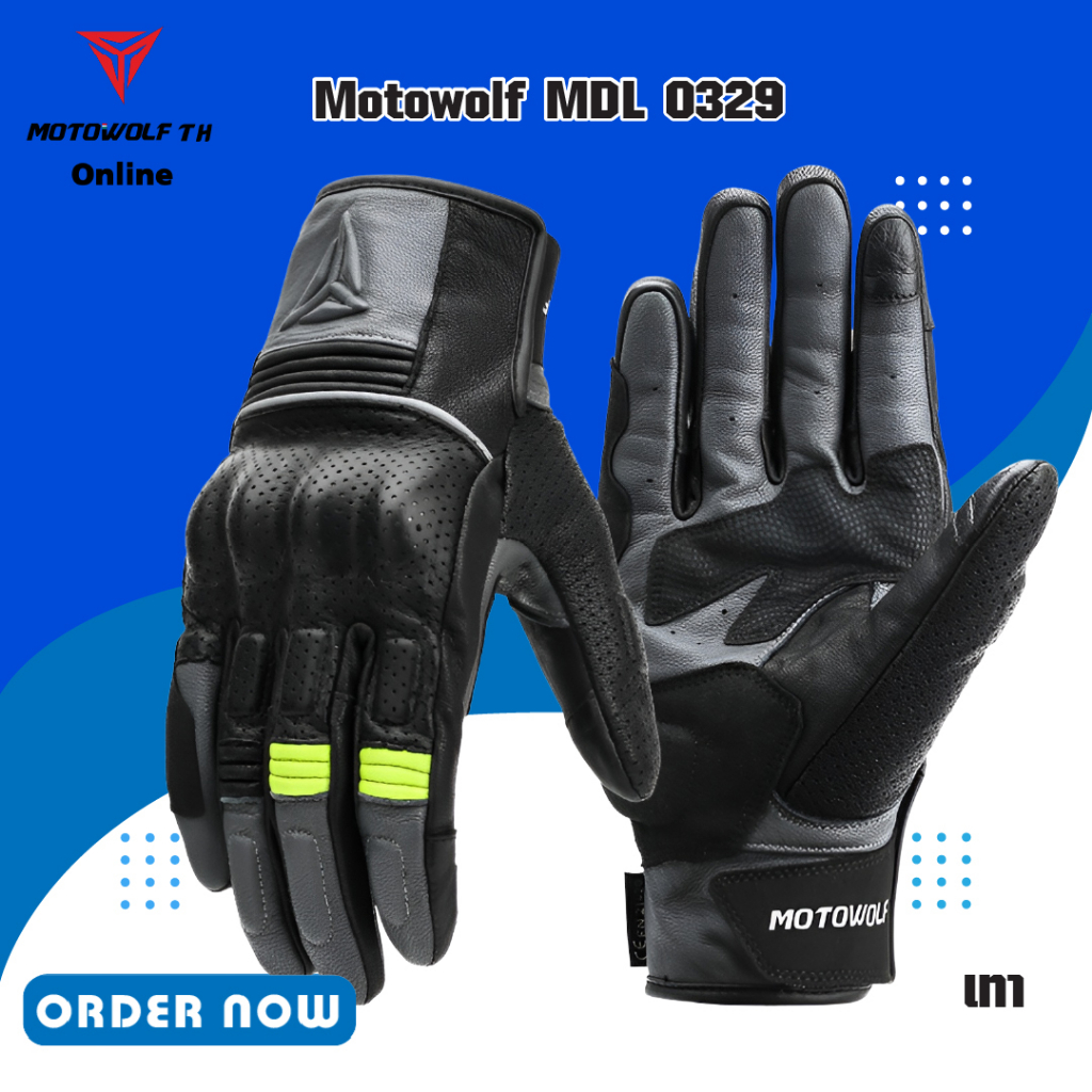 MOTOWOLF MDL 0329 ถุงมือหนังแกะ ข้อยาว สำหรับขับขี่รถมอเตอร์ไซค์ ...