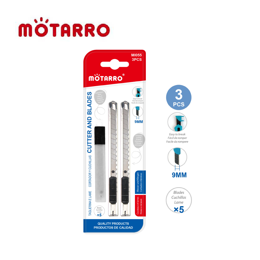 MOTARRO มีดคัตเตอร์เหล็ก แพ็คคู่ แถมใบมีด 5 ใบ คัตเตอร์ ด้ามแสตนเลส ...
