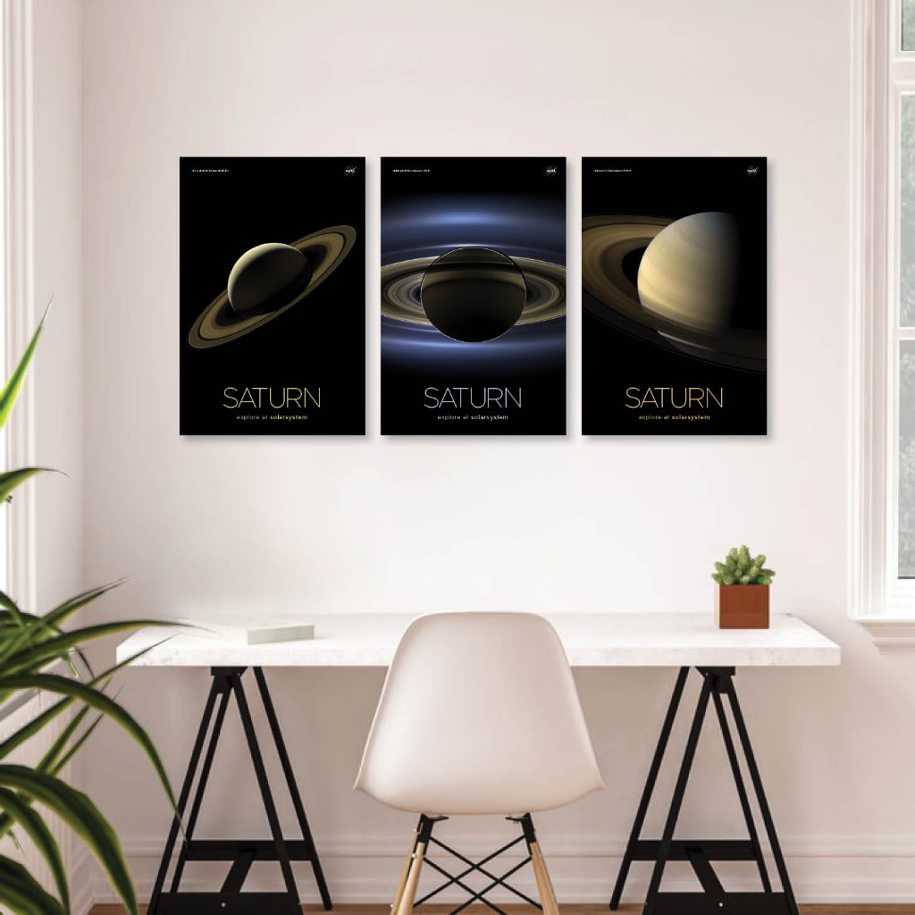 Saturn Poster - NASA ภาพจากนาซ่า our solar system poster series ขนาด ...