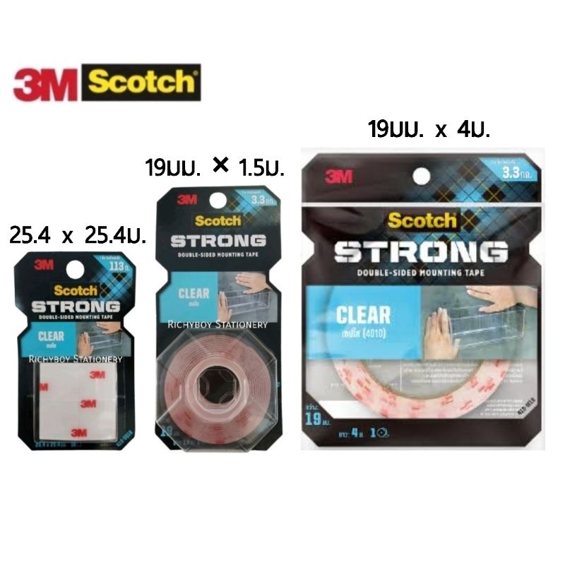 3M Scotch® Strong Clear Tape เทปกาวสองหน้าแบบใส แรงยึดติดสูง Double-Sided Mounting Tape แบบไดคัท ...