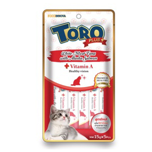Toro Toro Plus ขนมแมวเลียครีมซอส ผสมทอรีนและวิตามินรวม ขนาด15g x 5 ซอง ...