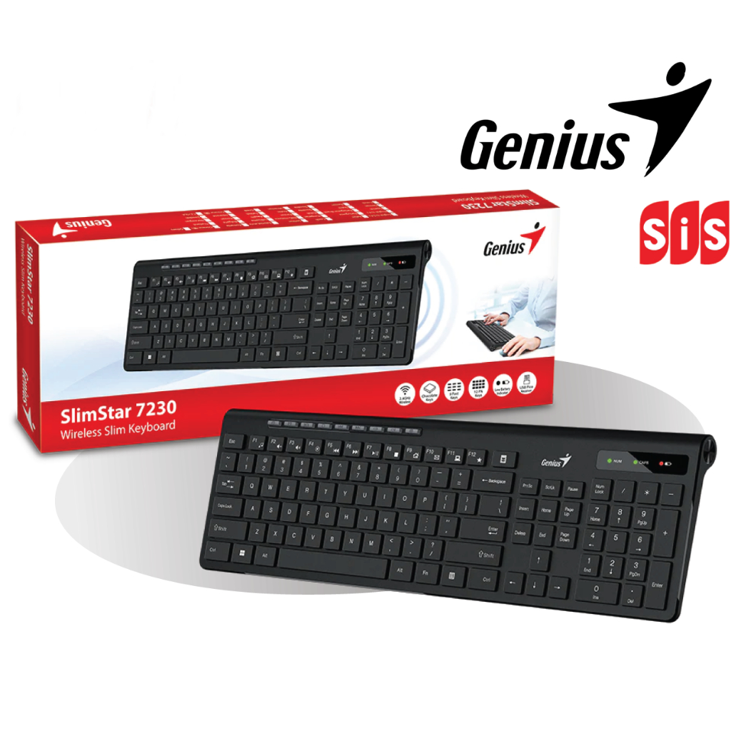 ⚡️คีย์บอร์ดไร้สาย⚡️ Genius SlimStar 7230 Wireless Keyboard รับประกัน 1 ...