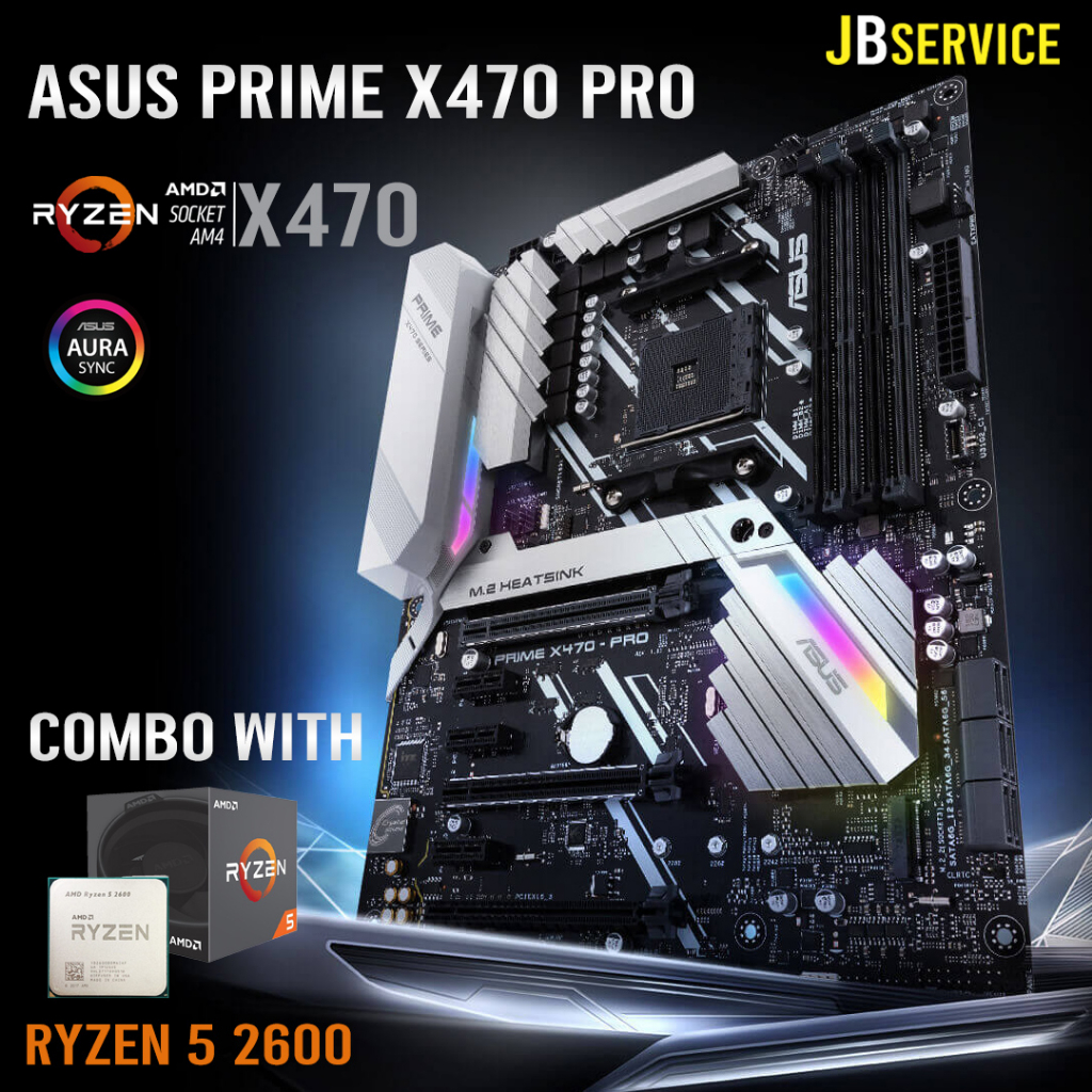 (Jbservice) Asus PRIME X470-PRO WITH CPU Ryzen 5 2600 6C 12T | Shopee ...