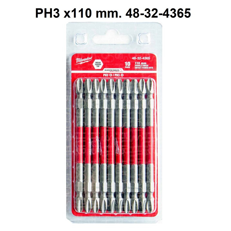 ดอกไขควง Milwaukee PH1/PH2/PH3 ยาว110mm.**แพ็ค 10 ดอก** มีแม่เหล็ก(ของ ...