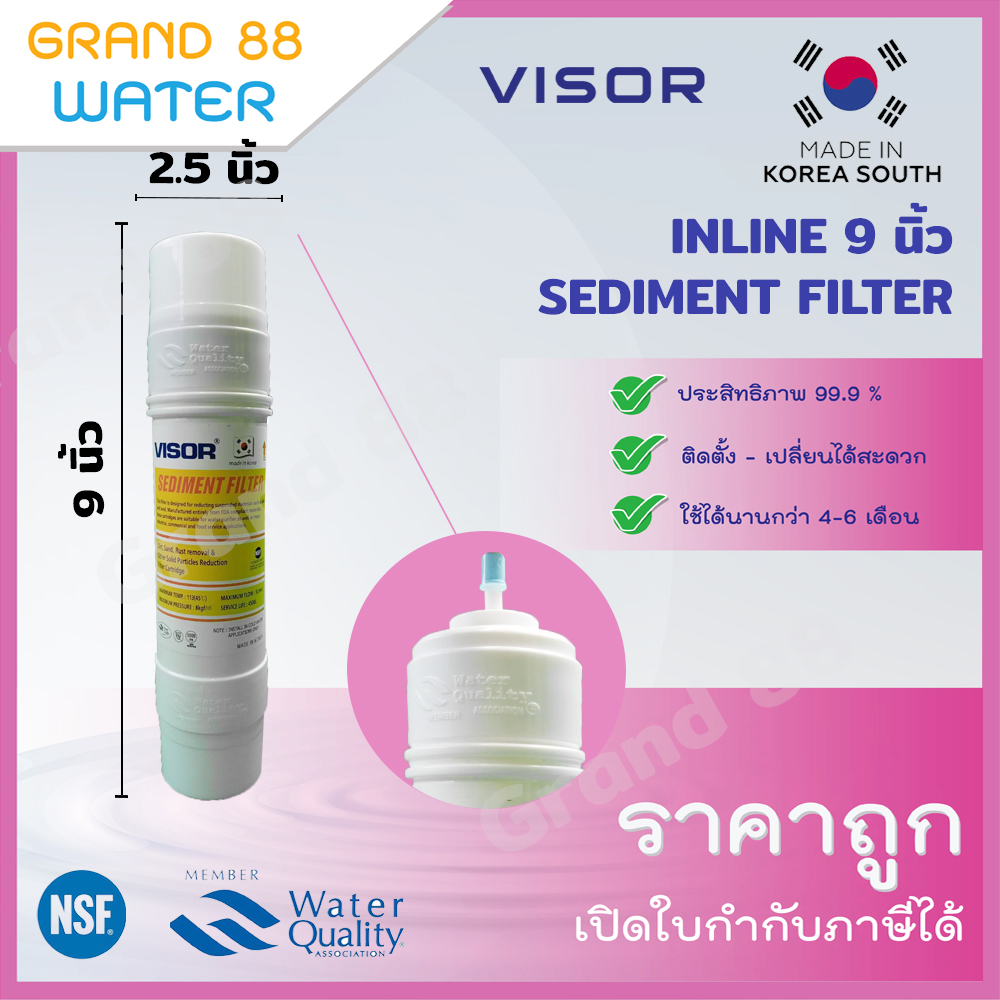 ไส้กรองน้ำ Inline Visor I-Type 9 นิ้ว (Sediment - PostCarbon) แบบเสียบ ราคาถูก แบรนด์เกาหลี 100% ...