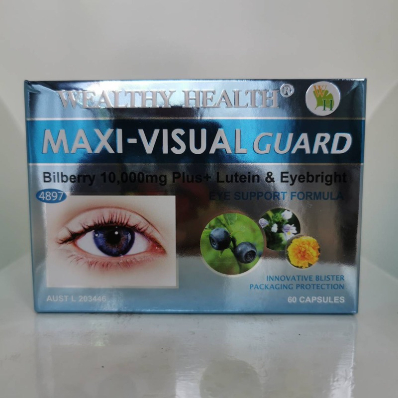 Wealthy Health Maxi Visual Guard Bilberry 10,000mg Plus+ Lutein ...