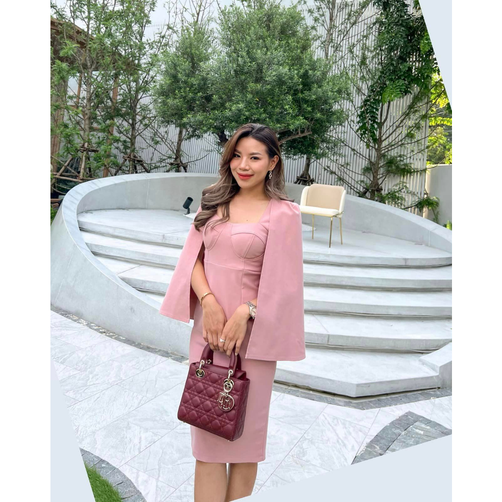 [Issaya Brand]สวยหรูแบบสาว Whizdom Dress เดรสคลุมแขน รหัสQ25 เดรสออกงาน ...