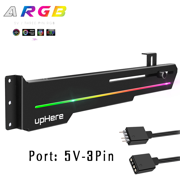 ที่ค้ำการ์ดจอ แผ่นค้ำการ์ดจอ [สีดำ] มีไฟ (upHere RGB GPU Bracket Kit ...