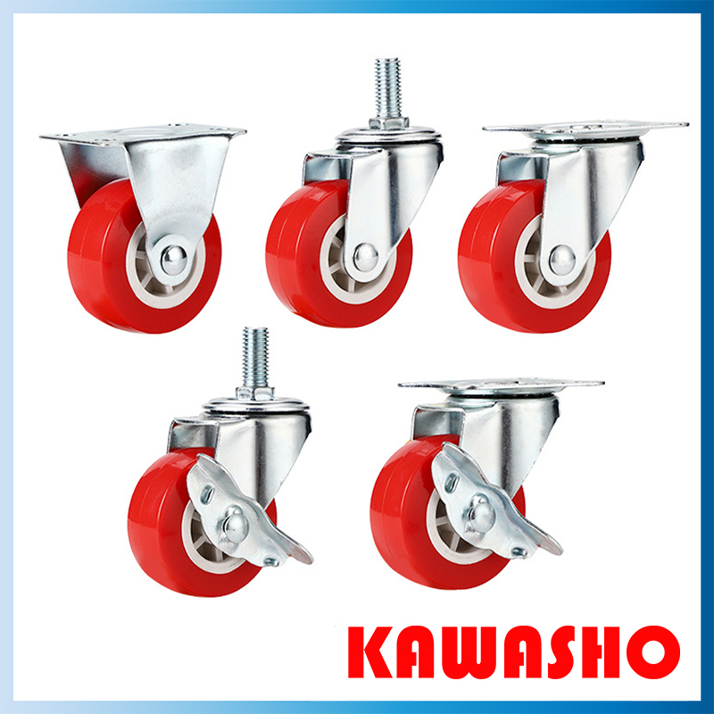 ล้อ PP สีแดง 1 1/2 นิ้ว, 2 นิ้ว และ 2-1/2 นิ้ว สีขาว มินิ M8(7.71mm ...