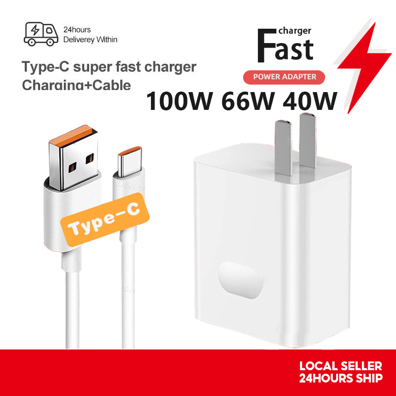 【รับประกัน 1 ปี】100W/66W/40W ชุดชาร์จ สายชาร์จ+หัวชาร์จ 6A USB Type C จ่ายไฟ 6A รองรับ Super ...
