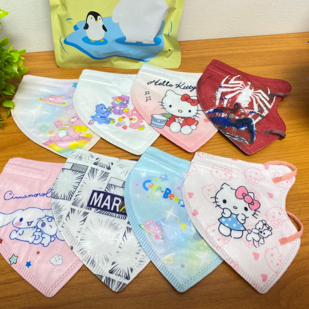 KN95 หนา5ชั้น เเมสสำหรับเด็กอายุ4-12ปี ลายการ์ตูนเเยกซีน 1เเพ็คมี10ชิ้น ...