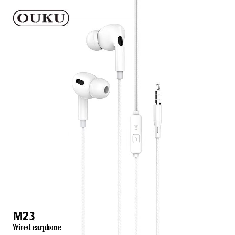 หูฟัง OUKU รุ่น M23 แท้ มีไมโครโฟน สนทนา ของแท้แกะกล่อง หูฟังซัมซุง นุ่มสบายหู เสียงดัง เบสหนัก ...