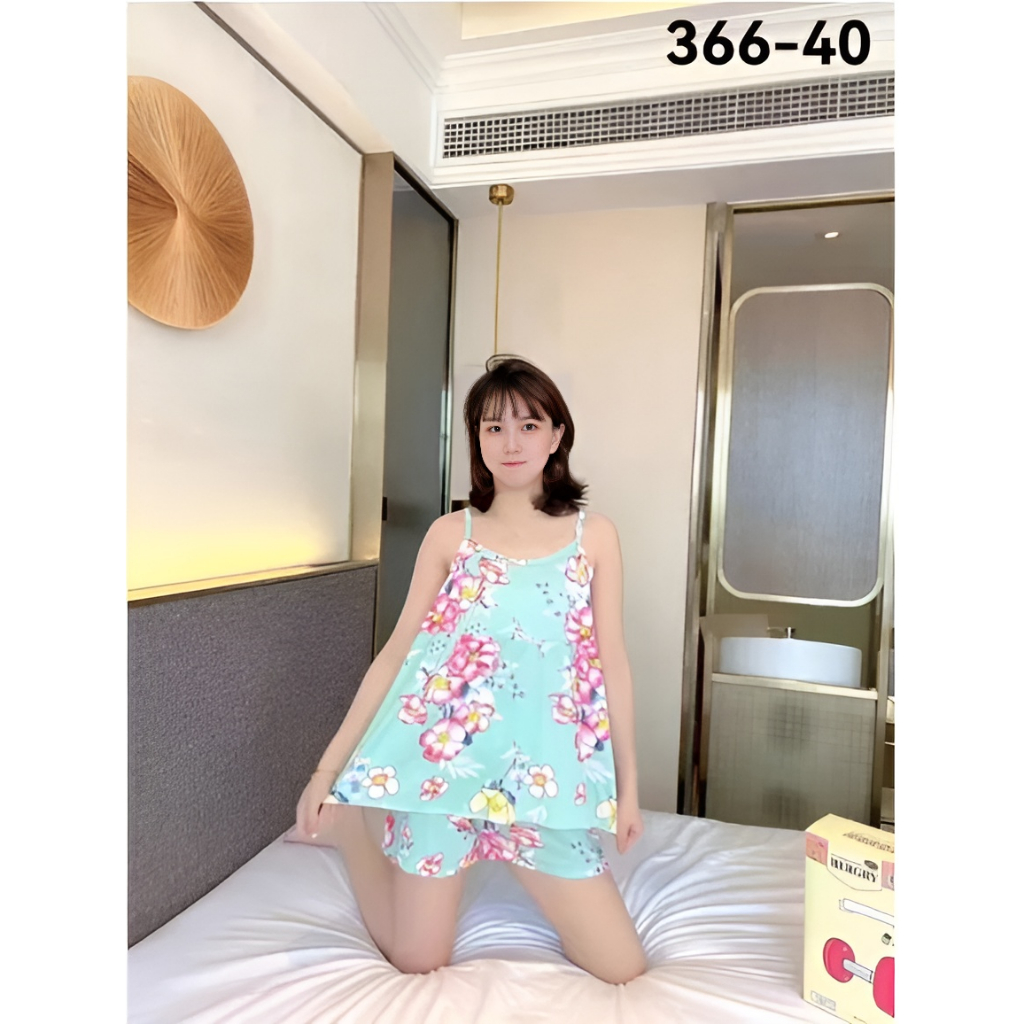 ชุดนอนลายดอก กระโปรง+กางเกงขาสั้น ลายดอกไม้ ผ้านิ่มยืด ส่งในไทย S366 : by BLS | Shopee Thailand