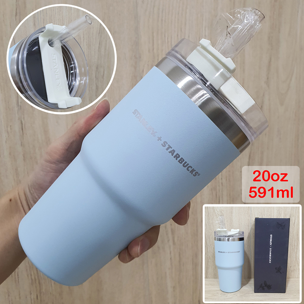 แก้วกระติกน้ำ 20oz 30oz 600ml 900ml แถมหลอด พร้อมฝา สแตนเลส304 เก็บร้อน-เย็น แก้ว STAR Tumbler ...