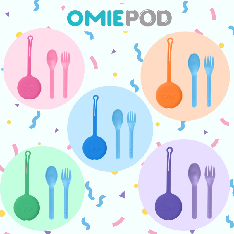 Omie Pod ช้อนส้อม พร้อมสายคล้อง ใช้กับกล่องข้าว Omie | Shopee Thailand