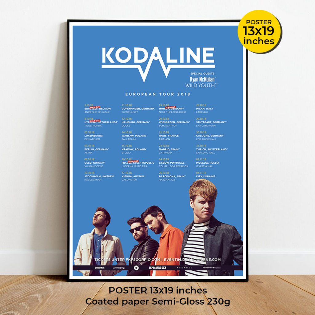 Kodaline Posters โปสเตอร์วง โคดาไลน์ วงร็อกสัญชาติไอริช ภาพขนาด 13X19 ...
