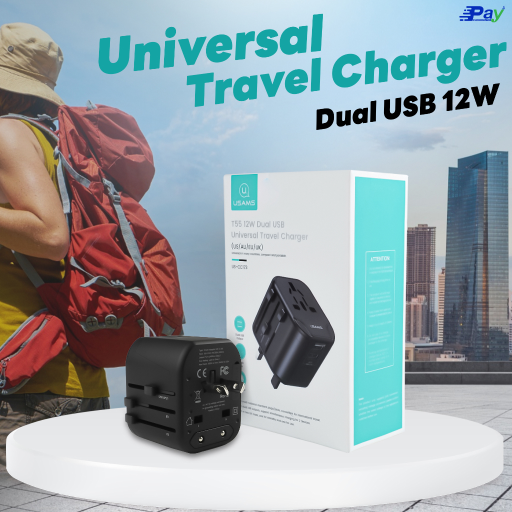 ADAPTER All in one USB 2 Port 12W T55/US-CC173 USAMS อะแดปเตอร์ หัวแปลง ...