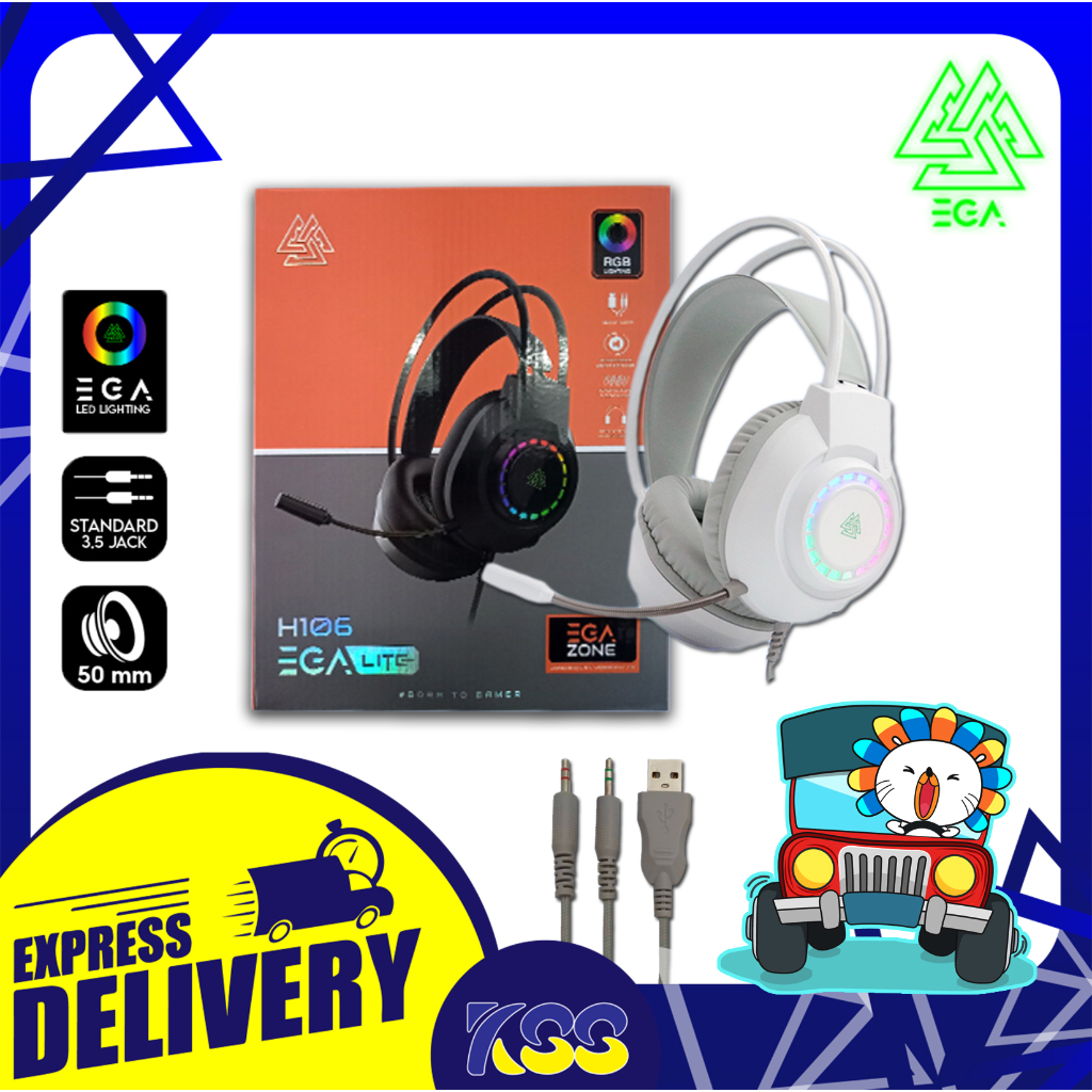 หูฟังสำหรับเล่นเกมส์ EGA Gaming Headset Jack 3.5mm*2 + Usb Led รุ่น ...