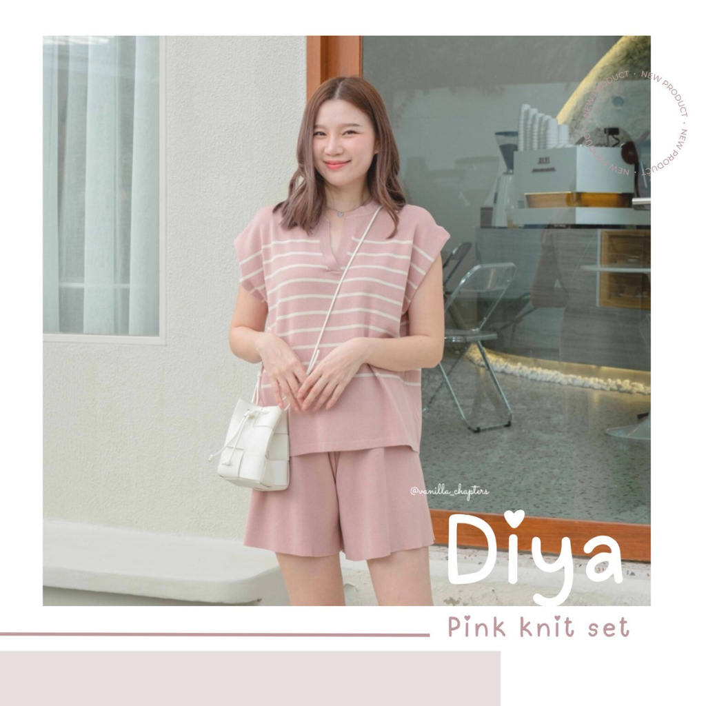 Diya pink knit set (vanilla_chapters) | Shopee Thailand