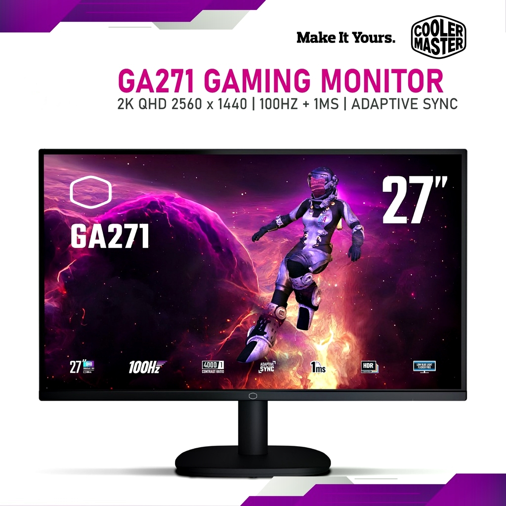 MONITOR (จอมอนิเตอร์) COOLER MASTER GA271 27" VA 2K WQHD 100Hz (CMI ...