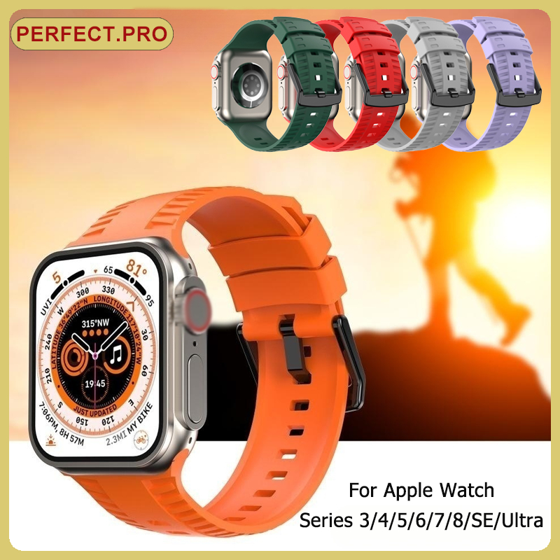 สายรัดซิลิโคนสำหรับ iwatch1 2 3 4 5 6 7 8 9 10 SE แบบเต็มช่วง 49 มม. 46 ...