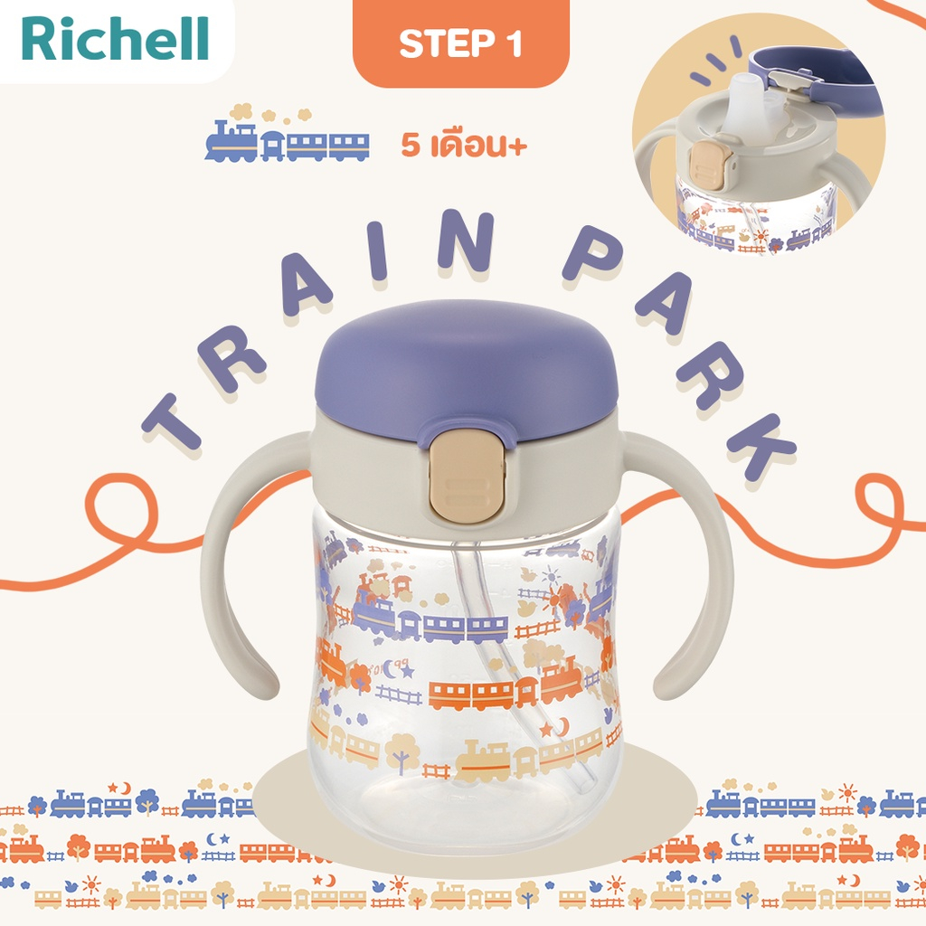 Richell ถ้วยน้ำพร้อมหลอดดูด TLI Straw Mug (Step 1) ขนาด 200ml | Shopee Thailand