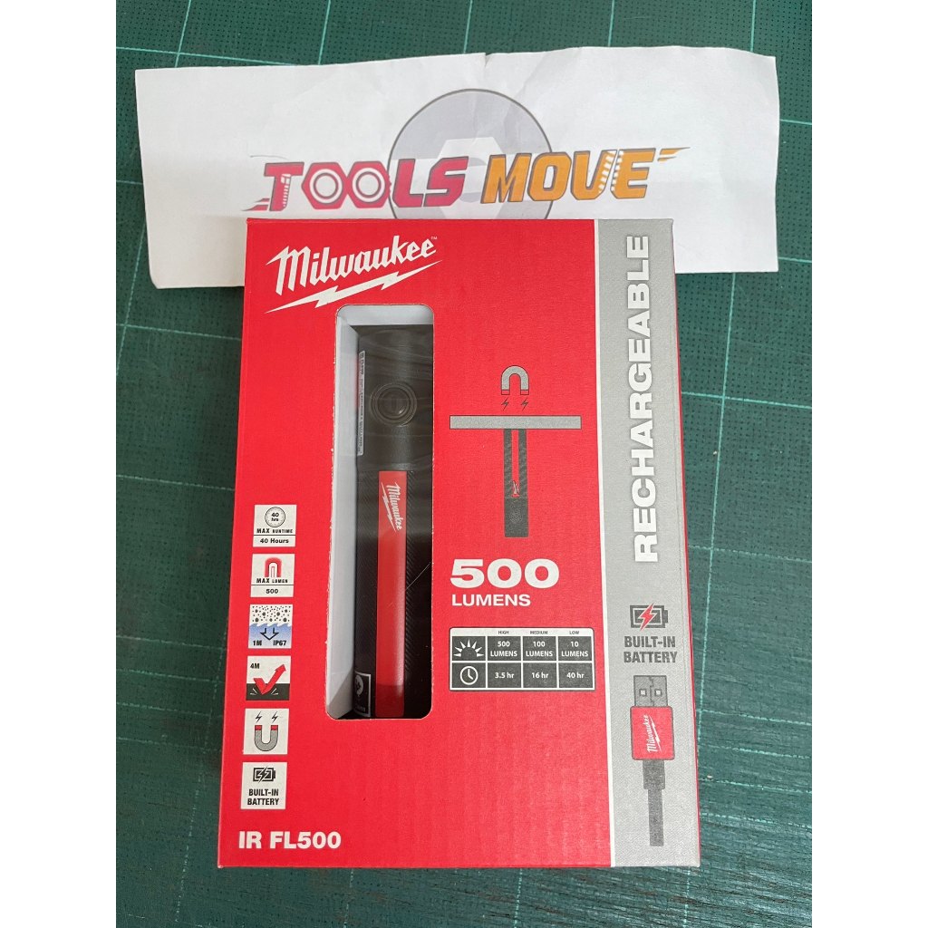 Milwaukee IR FL-500 ไฟฉายแบบชาร์จได้ 500 ลูเมน ของใหม่ ของแท้จากศูนย์ | Shopee Thailand