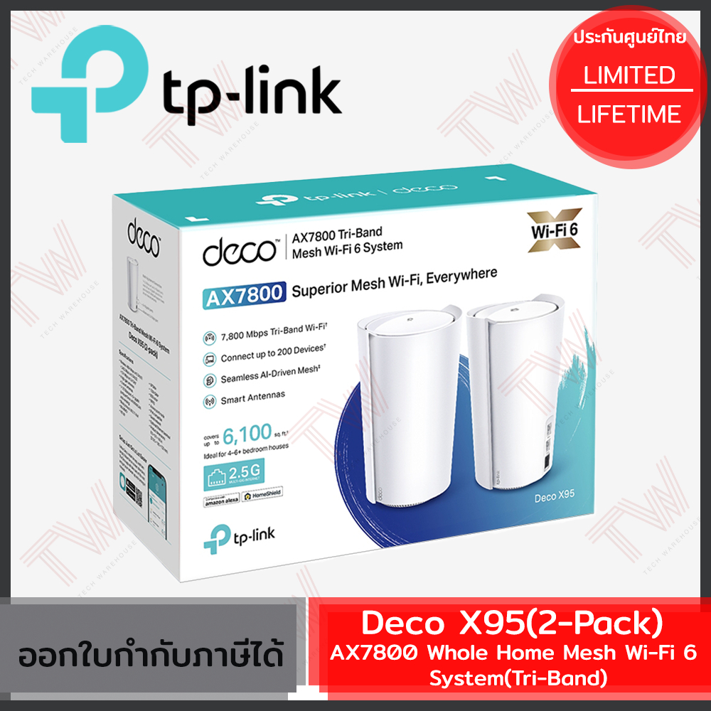 TP-Link Deco X95(2-Pack) AX7800 Whole Home Mesh Wi-Fi 6 System(Tri-Band ...