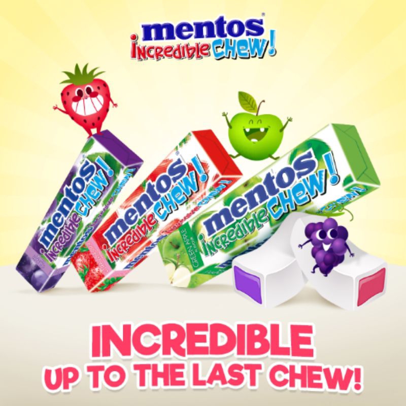 Mentos Incredible Chew เมนทอส อินเครดิเบิ้ล ชิว (45กรัม) | Shopee Thailand