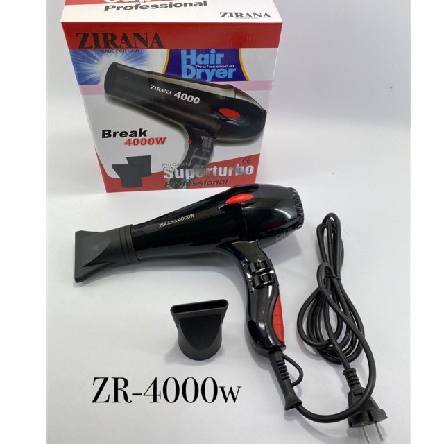 ไดร์เป่าผม ZIRANA รุ่น ZR-4000 ไดร์เป่าผม Super Turbo 4000w เครื่องเป่าผม ลมแรง ไดร์ที่ใช้ในร้าน ...