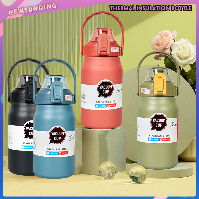 กระติกน้ำสแตนเลสเกรด 316 ได้ยาวนาน J072 กระติกน้ำร้อนพกพา 1.3L ขวดน้ำสแตนเลส เก็บอุณหภูมิ กระบอก ...