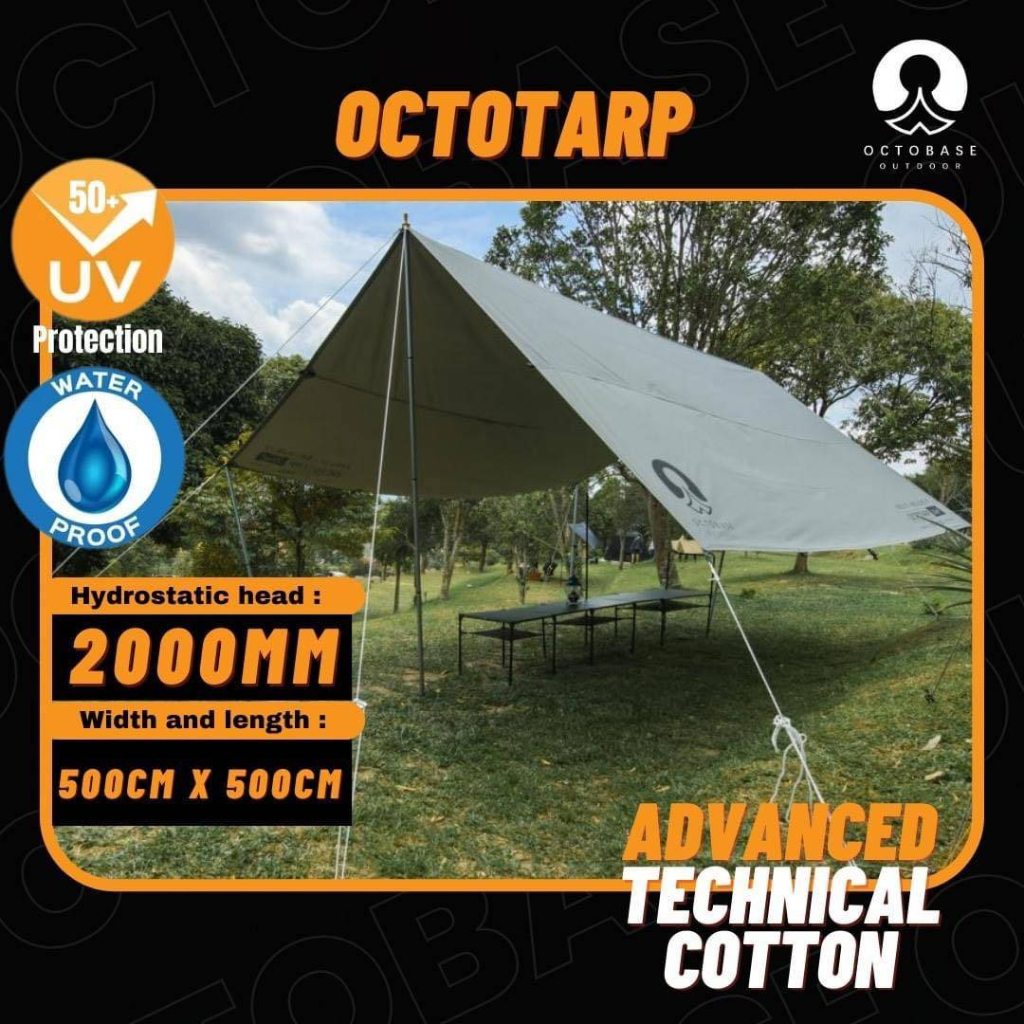 ทราฟ Octo Tarp จาก Octobase Outdoor ผ้าTC ขนาด 5x5 เคลือบป้องกัน UV50 ...