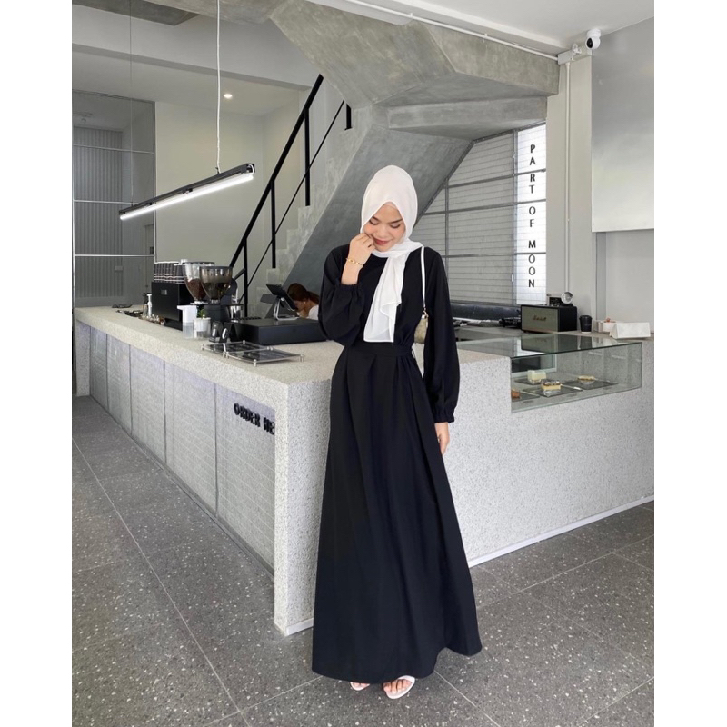 Abaya basic อบาย่า เดรสยาว ชุดมุสลิม แฟชั่นชุดมุสลิม ชุดยาว | Shopee Thailand