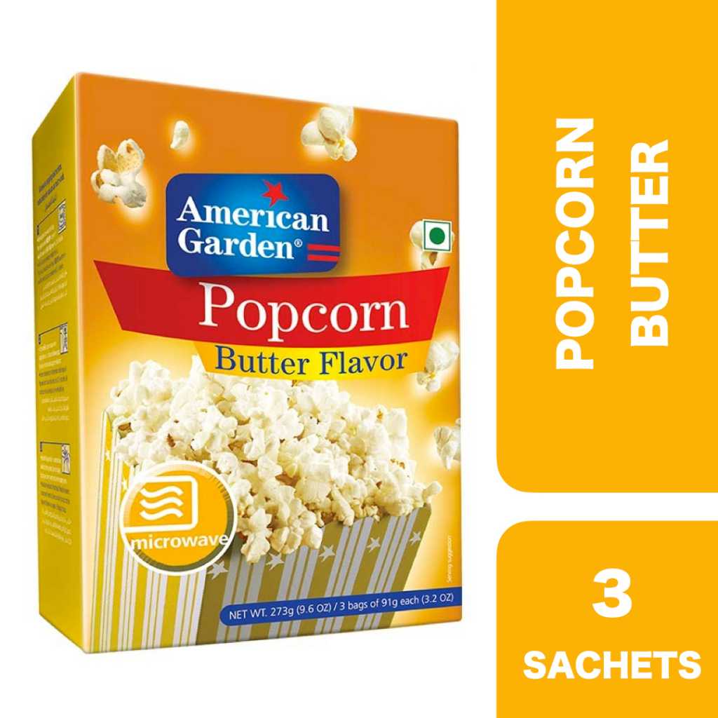 American Garden Microwave Butter Flavoured Popcorn 3 Sachets ...