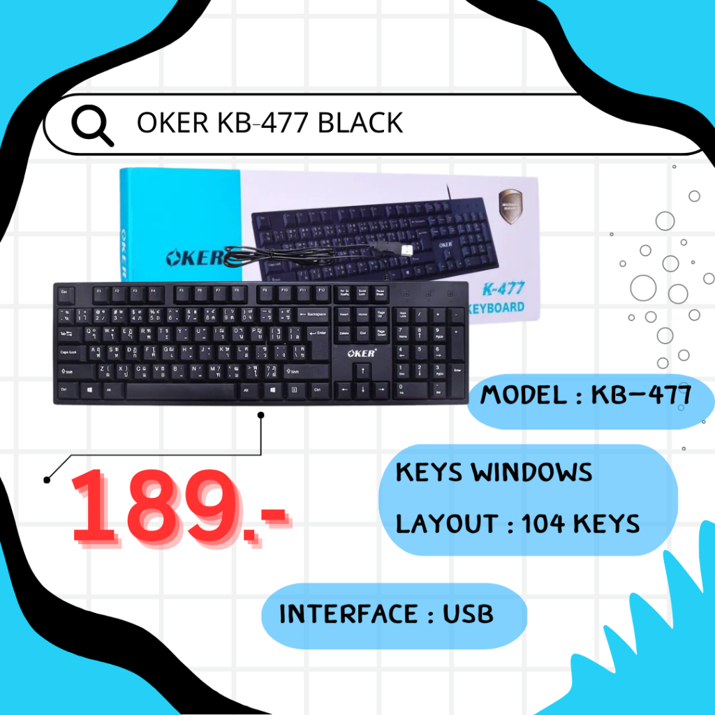Keyboard OKER KB-477 BLACK | Shopee Thailand