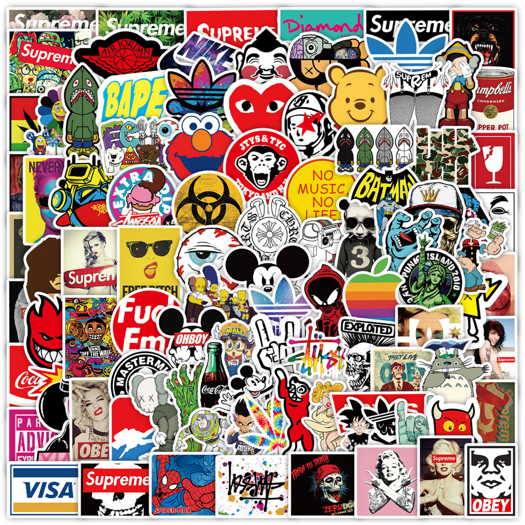 พร้อมส่ง Sup Supreme sticker โคก pooh totoro สติกเกอร์กันน้ำรูปแบบที่ ...