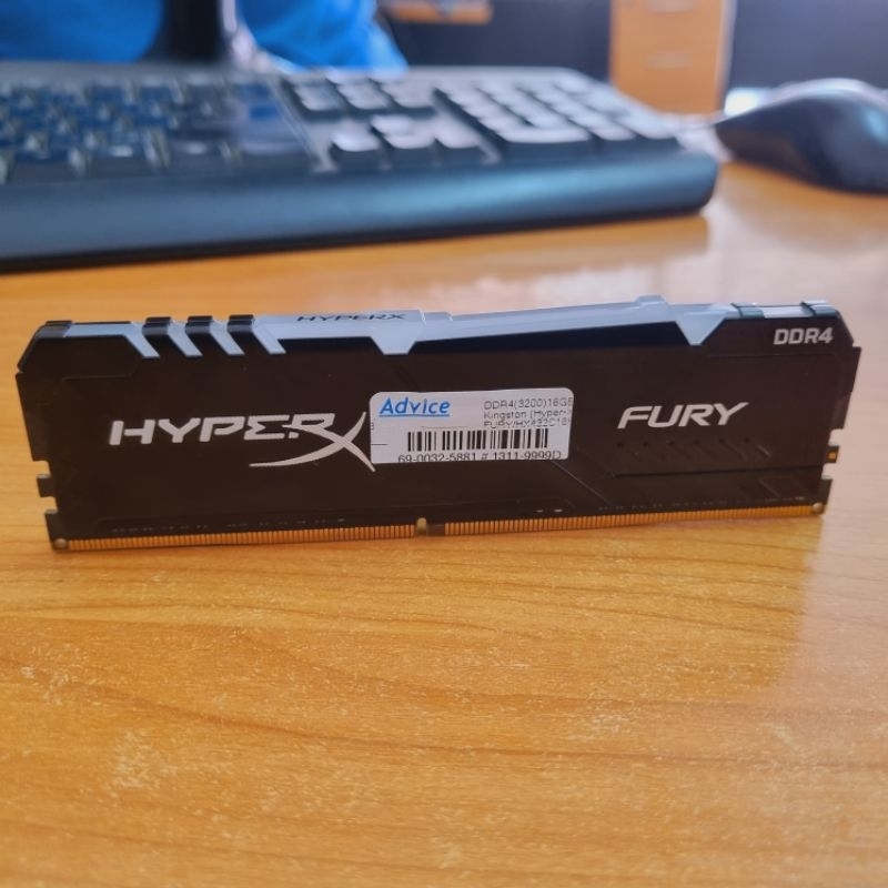 แรมพีซี DDR4 RAM HYPERX FURY RGB 16GB (16x1) BUS 3200 มือ2 ใช้งานปกติ ...