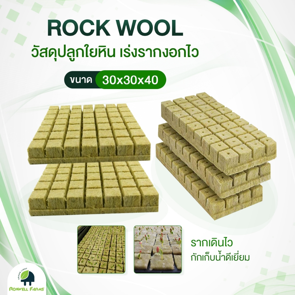 ส่งจากไทย Rockwool ร็อควูล วัสดุใยหิน สำหรับปลูกผัก ไฮโดรโพนิกส์ เพาะ ...