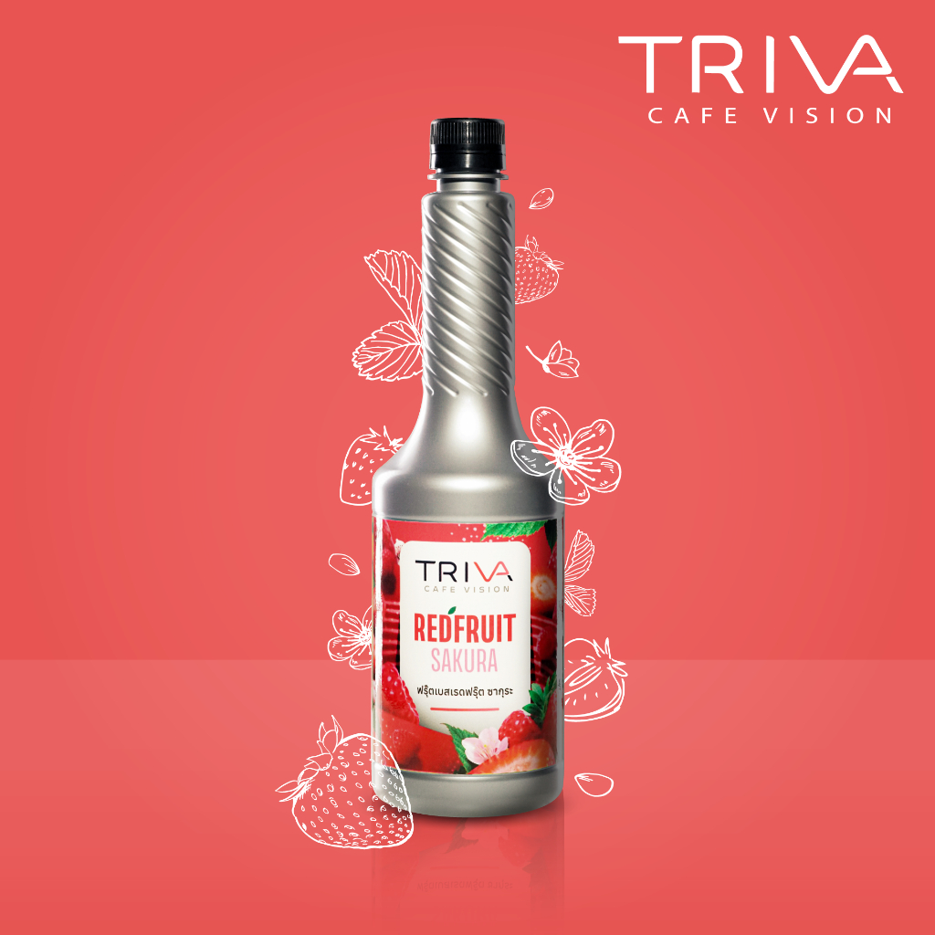 Triva Syrup Fruit Based Red Fruit เรดฟรุ๊ต (น้ำสตรอว์เบอร์รีผสมน้ำราสป์ ...