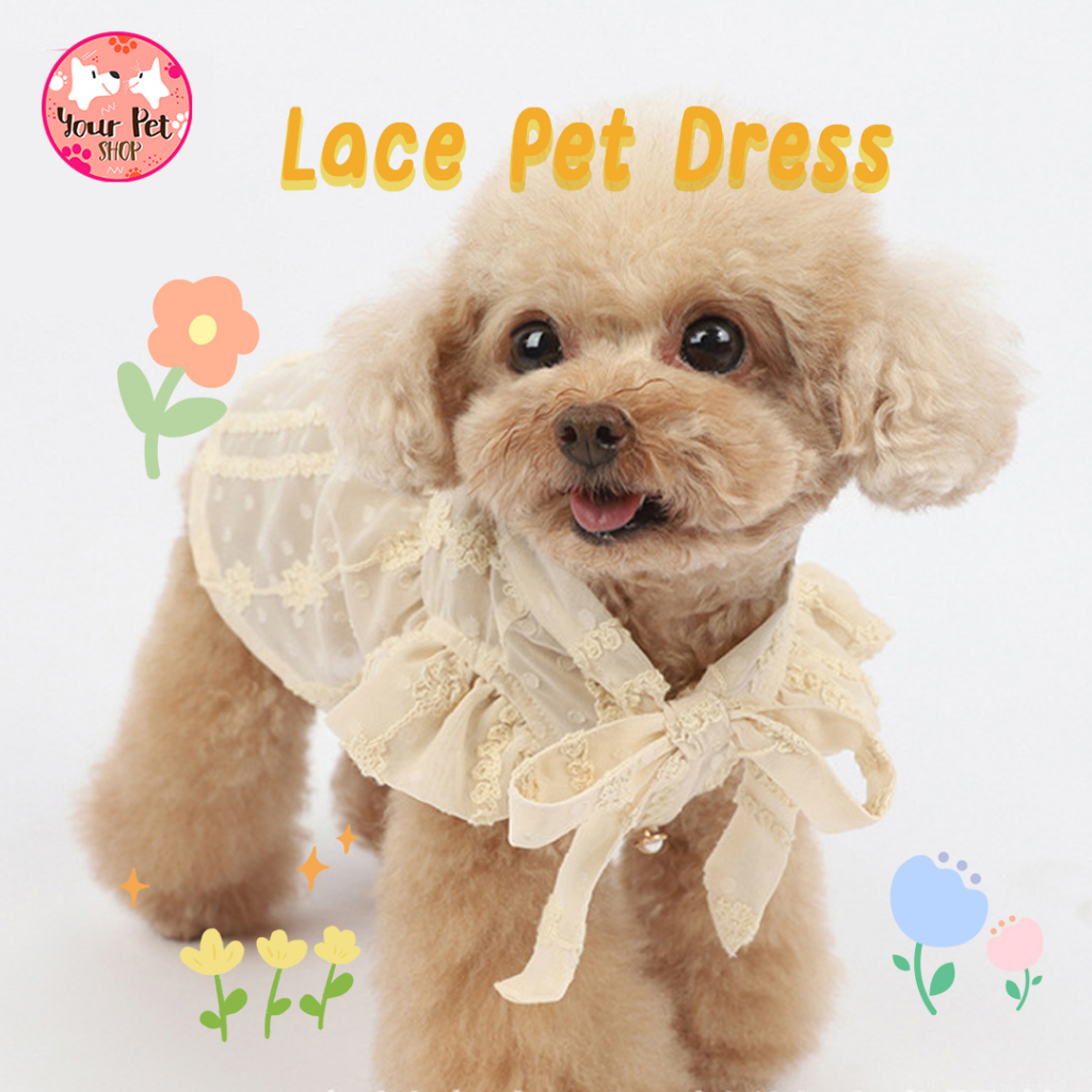 เดรสปักลูกไม้ของสัตว์เลี้ยง เดรสหมาLace Pet Dress ชุดหมา ชุดแมว เสื้อ ...