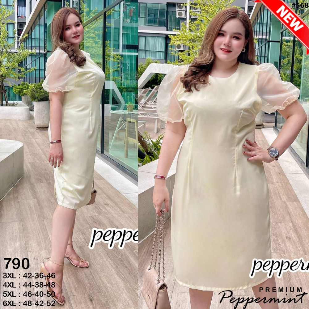 เดรสสาวอวบ แต่งแขนระบายผ้าแก้ว SizeXL-6XL งานป้าย พรีเมียม นำเข้า Danny BigSize Shop (568 ...