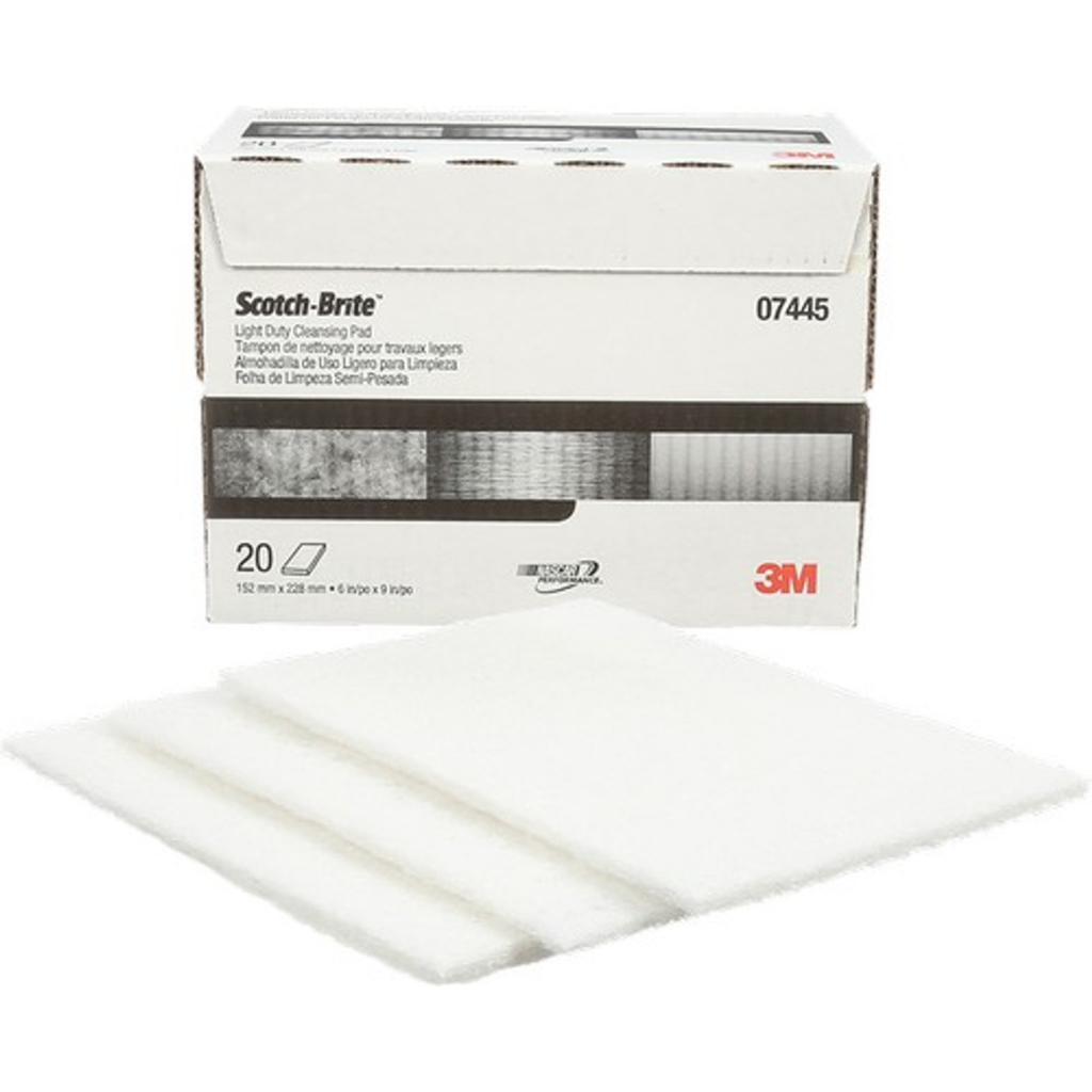 3M 7445 สก๊อต ไบร์ท แผ่นขาว 6"x9" Light Duty Cleansing Pad Scotch Brite ...