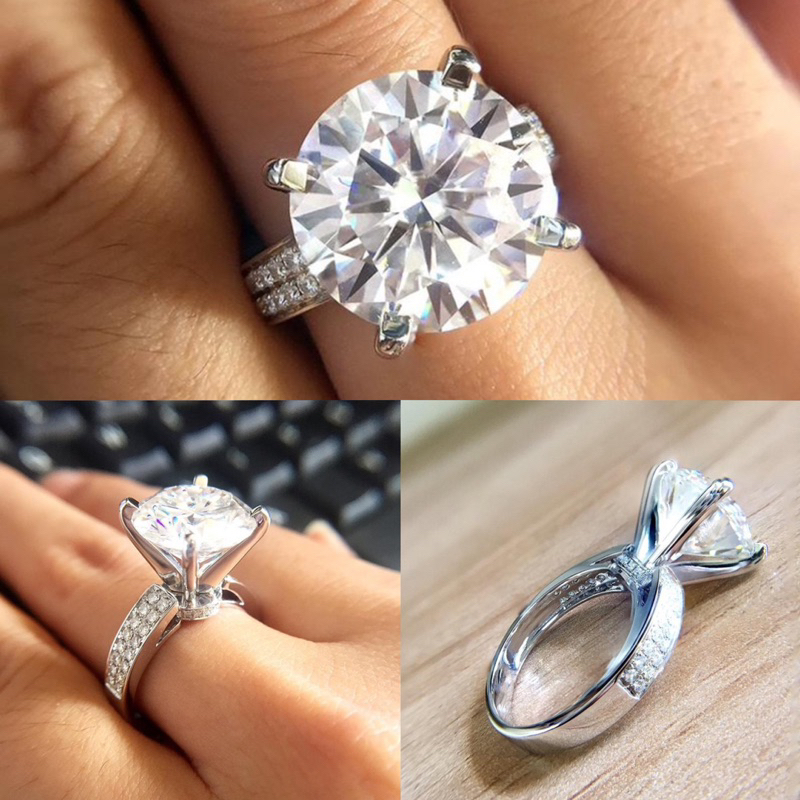 แหวนเพชร 3 กะรัต moissanite (โมอีส) เงินแท้ ชุบทองคำขาว -A4674 | Shopee Thailand