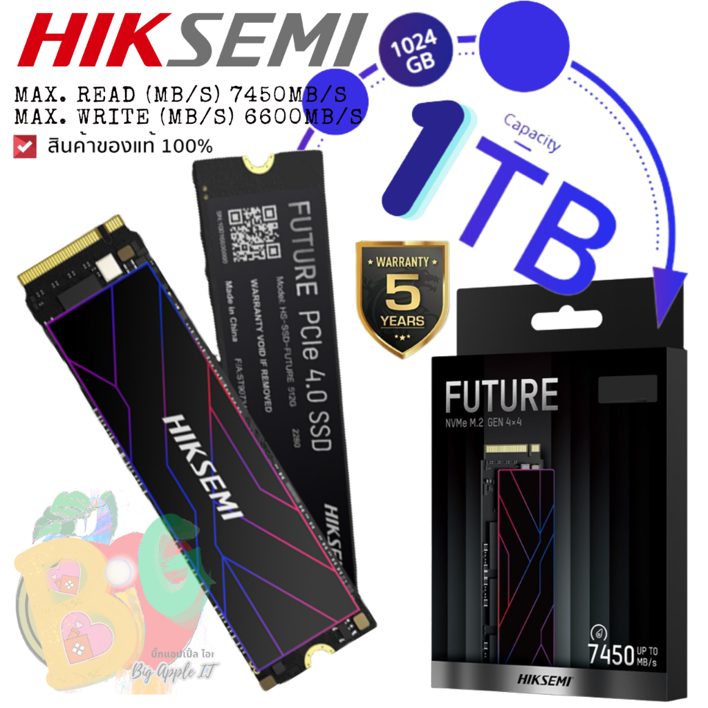 1024GB (1TB) HIKSEMI FUTURE Consumer SSD PCIE Gen 4 x 4 NVMe M.2 SSD ...