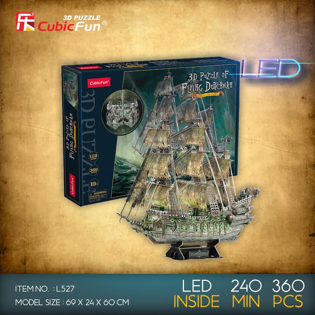 จิ๊กซอว์ 3 มิติ เรือฟลายอิงดัตช์แมน Flying Dutchman LED เรือปีศาจ L527 ...