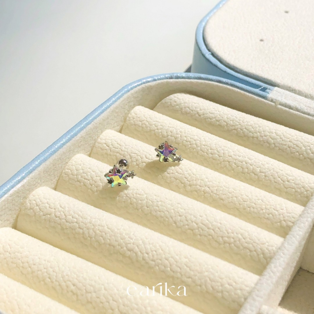 earika.earrings - hologram stardust piercing จิวหูเงินแท้จี้ดาวสีโฮโลแ ...