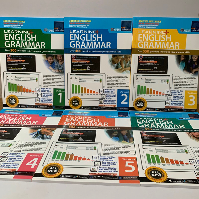 (New)หนังสือแบบฝึกหัด Singapore Learning + English Grammar (6 books set ...