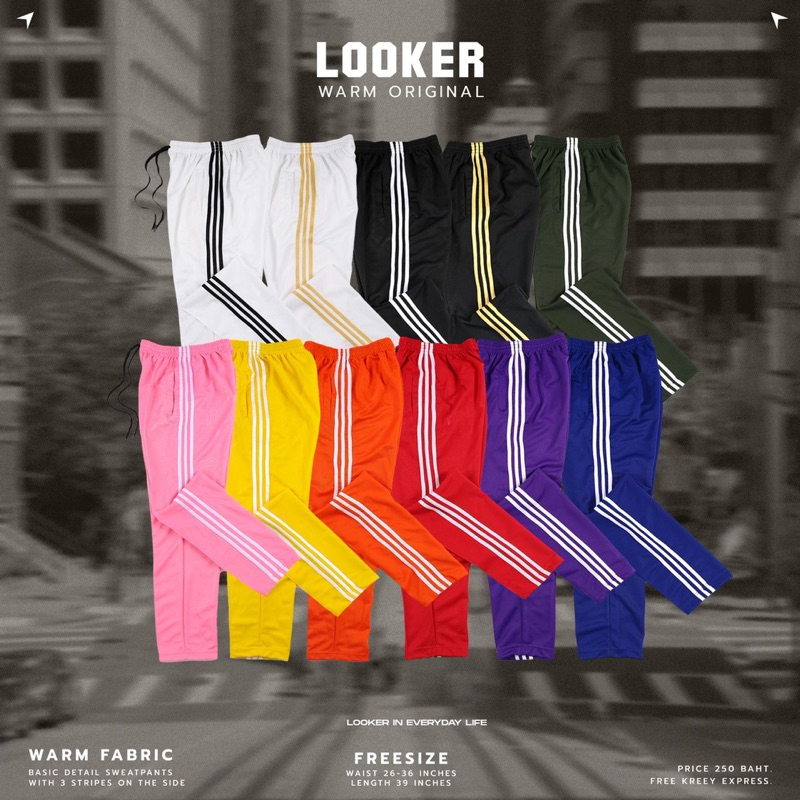 LOOKER - กางเกงวอร์มขายาวรุ่นสามแถบ (9%Clothing) | Shopee Thailand